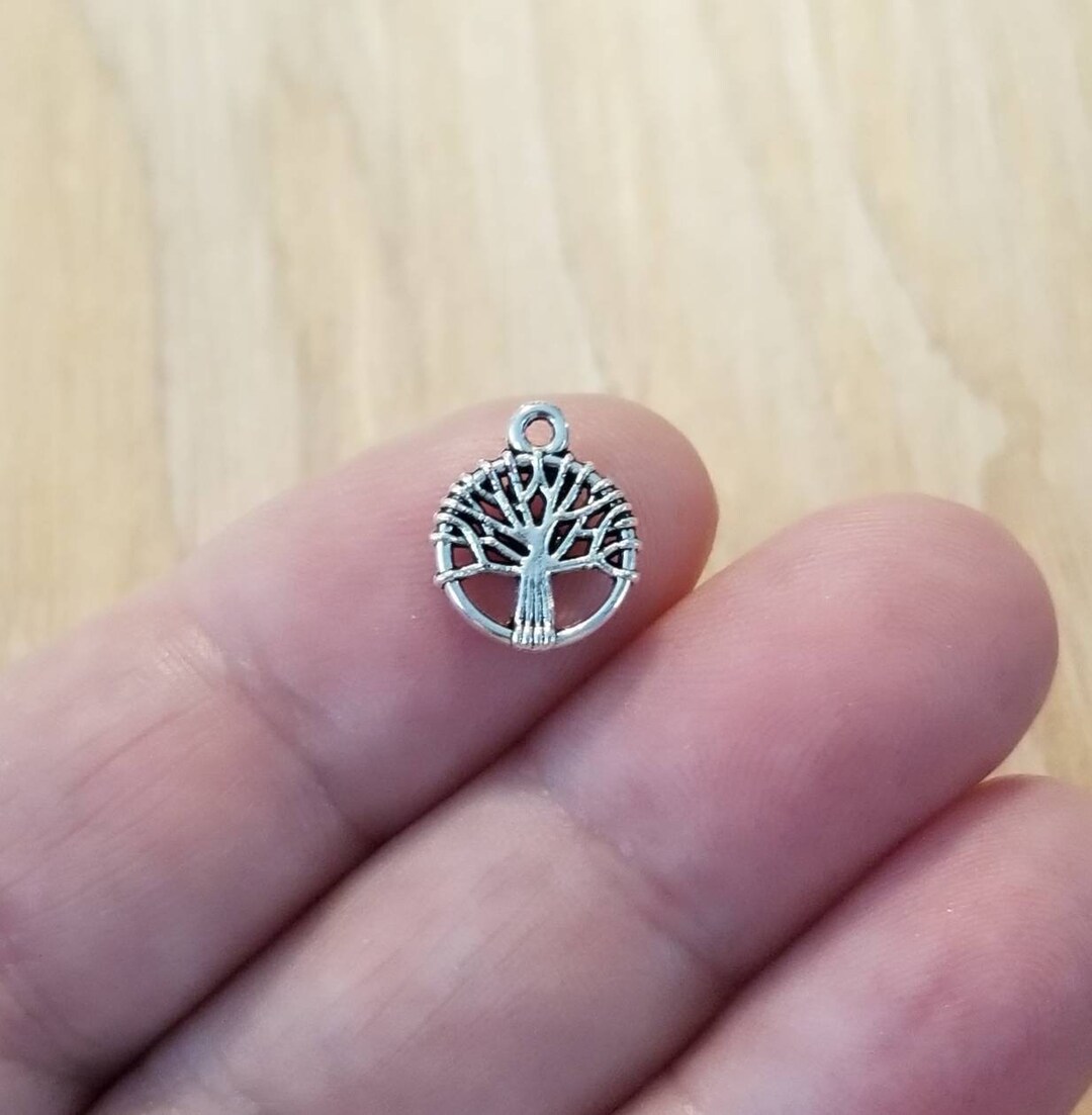 Tiny Tree Charms Silver or Bronze Filigree Trees Autumn Branch Mini ...