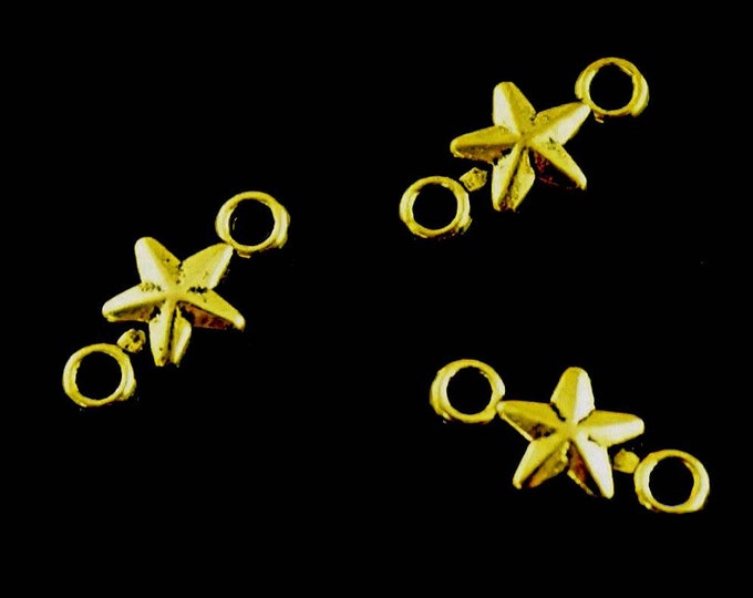 12 Mini Star Connectors Antique Gold Celestial Charms Very | Etsy