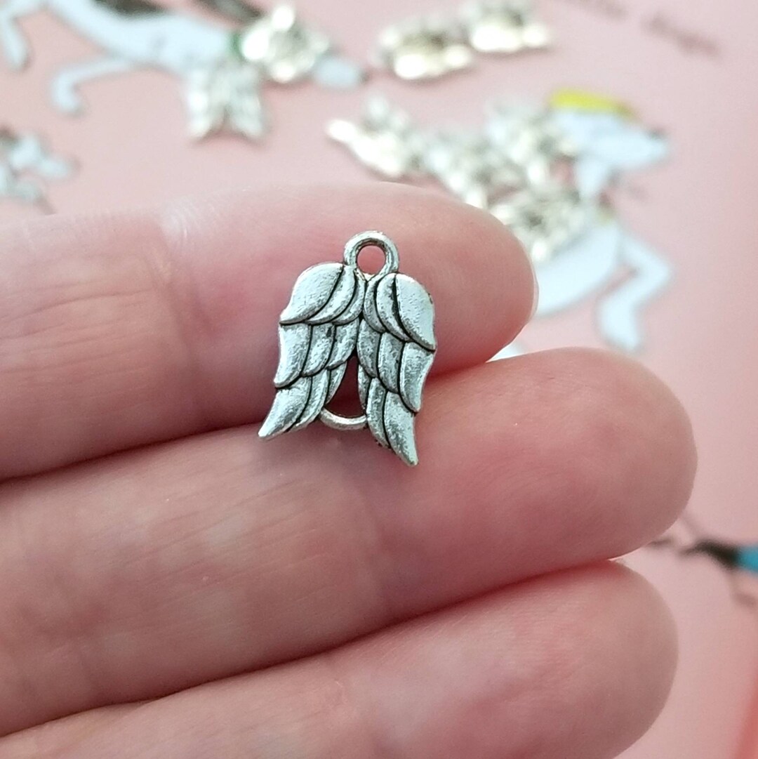 6 Mini Angel Wing Connectors Little Distressed Vintage Look Heavenly ...