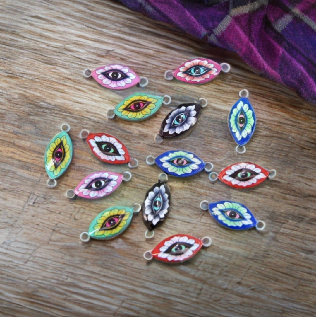 Evil Eye Connectors Colorful Enamel Eye Connectors Protection Charms ...