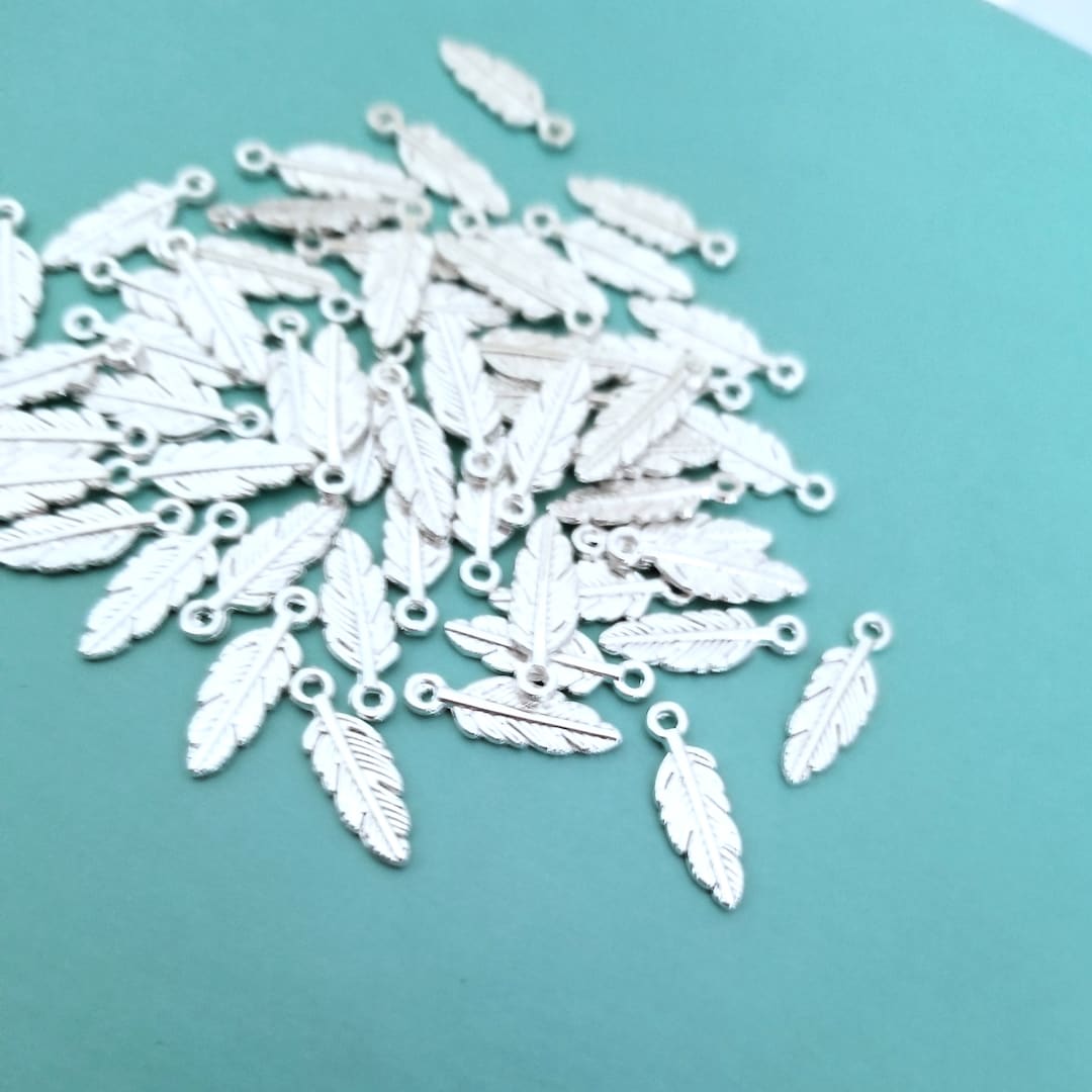 Tiny Bright Silver Feather Charms Mini Silver Feathers Dreamcatcher ...