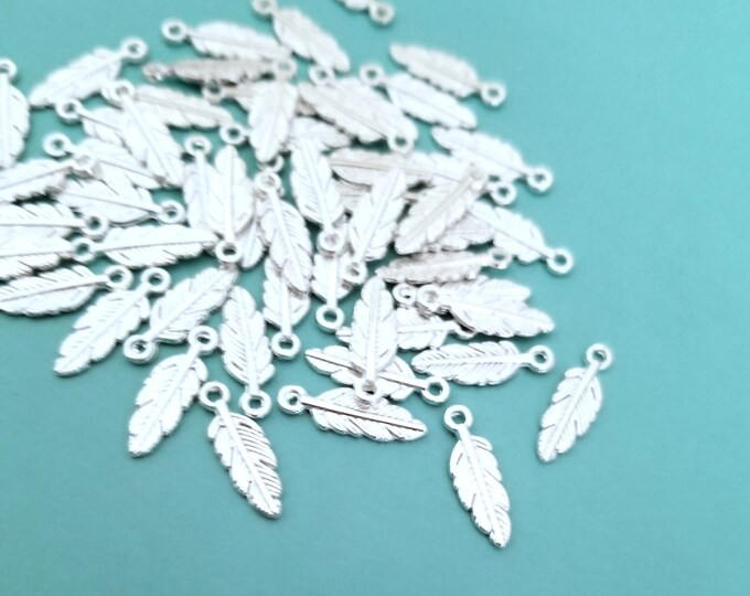 Tiny Bright Silver Feather Charms Mini Silver Feathers Dreamcatcher ...