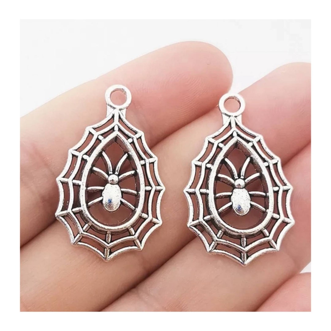 Large Oval Spider Web With Spider Charms Spiderweb Pendants Halloween ...