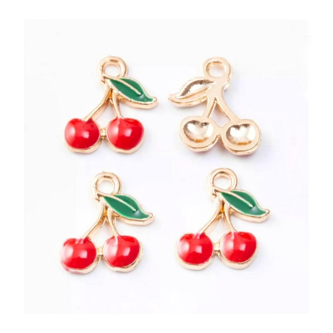 Tiny Enamel Cherry Charms Red Cherry Charms Mini Fruit Charms Cherry ...
