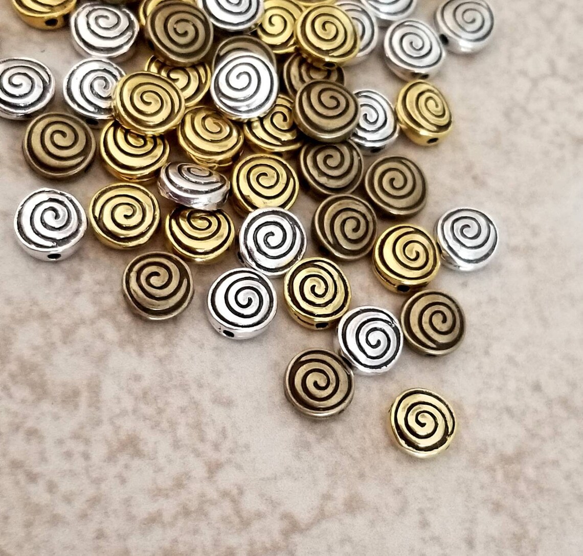 Swirl Spacer Beads Labyrinth Beads Silver Antique Gold and - Etsy