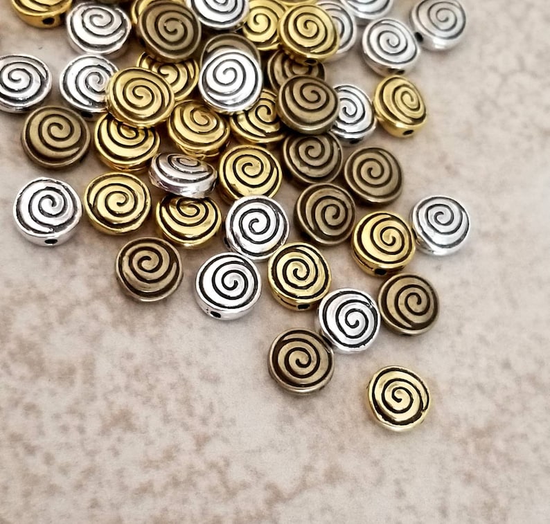 Swirl Spacer Beads Labyrinth Beads Silver Antique Gold and - Etsy