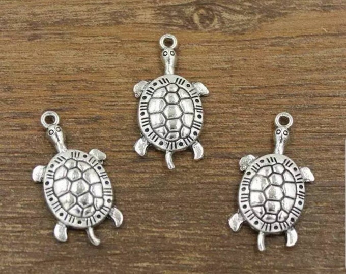 10 Ornate Sea Turtle Charms Small Filigree Sea Turtle Charms Beach ...