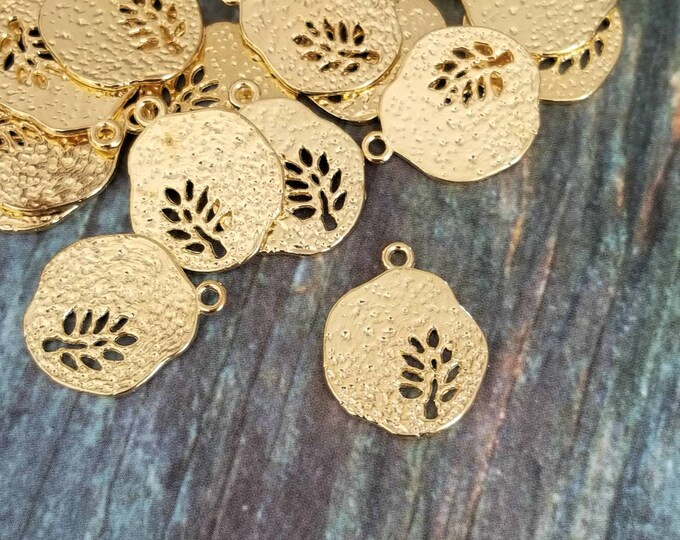 Gold Abstract Charms With Cut Out Leaf Design Gold Leaf Charms Gold ...