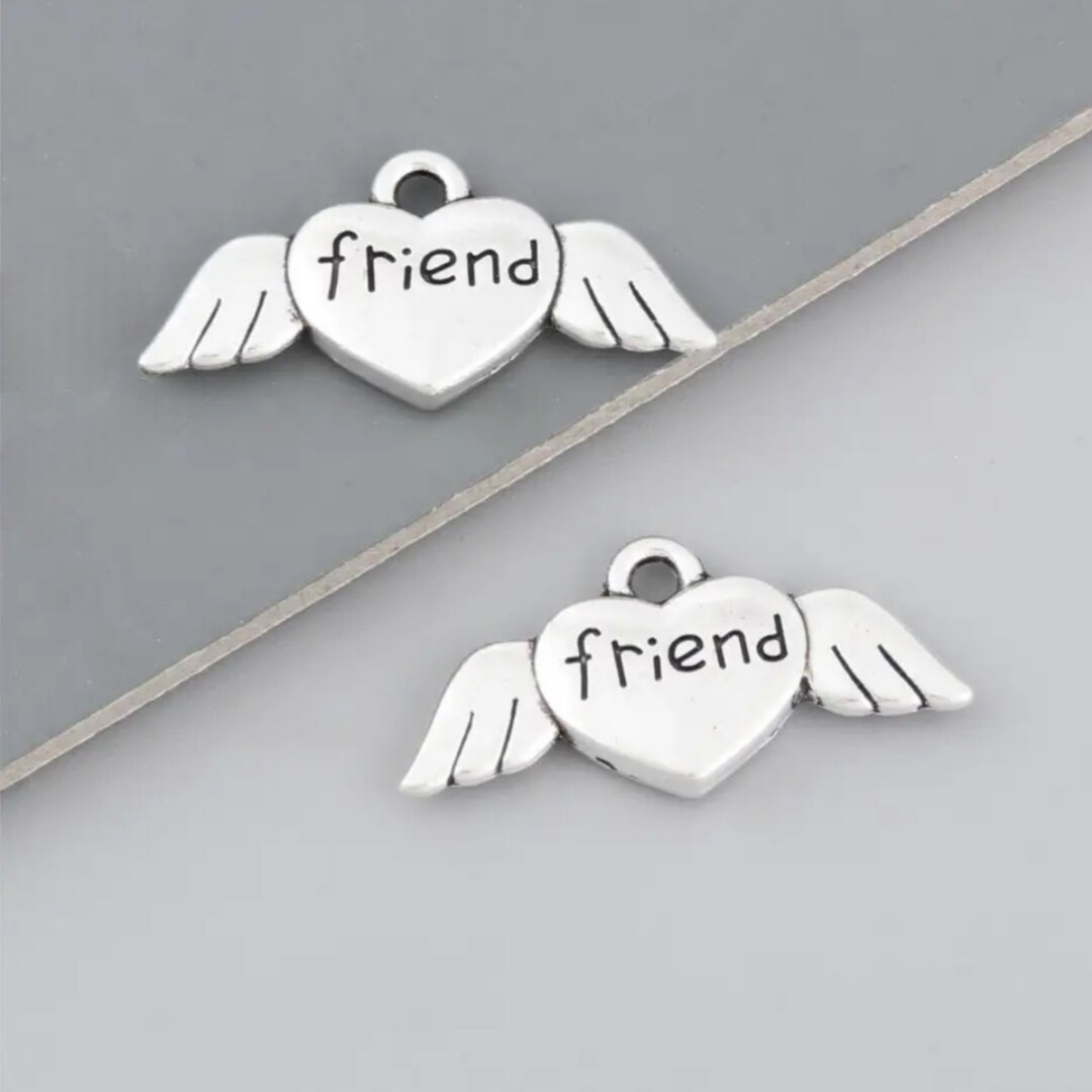 Friend Heart Charms Heart With Wings Friendship Charms Memorial Charms ...