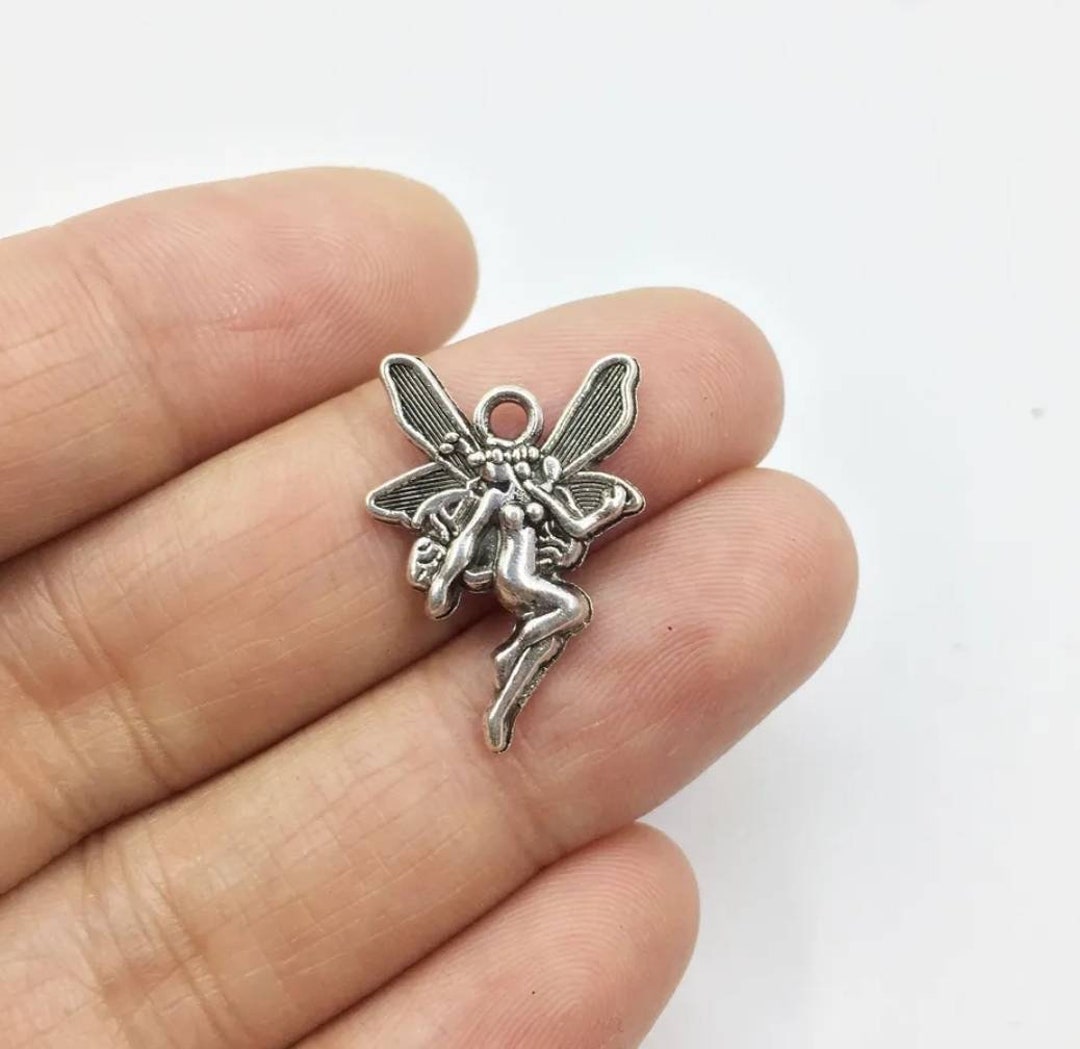 6 Fairy Charms Silver Fairy Charms Woodland Nymph Charms Sprite Charms ...