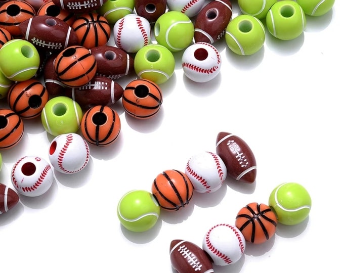 Acrylic Sports Beads Football Softball Baseball Basketball Baseball ...