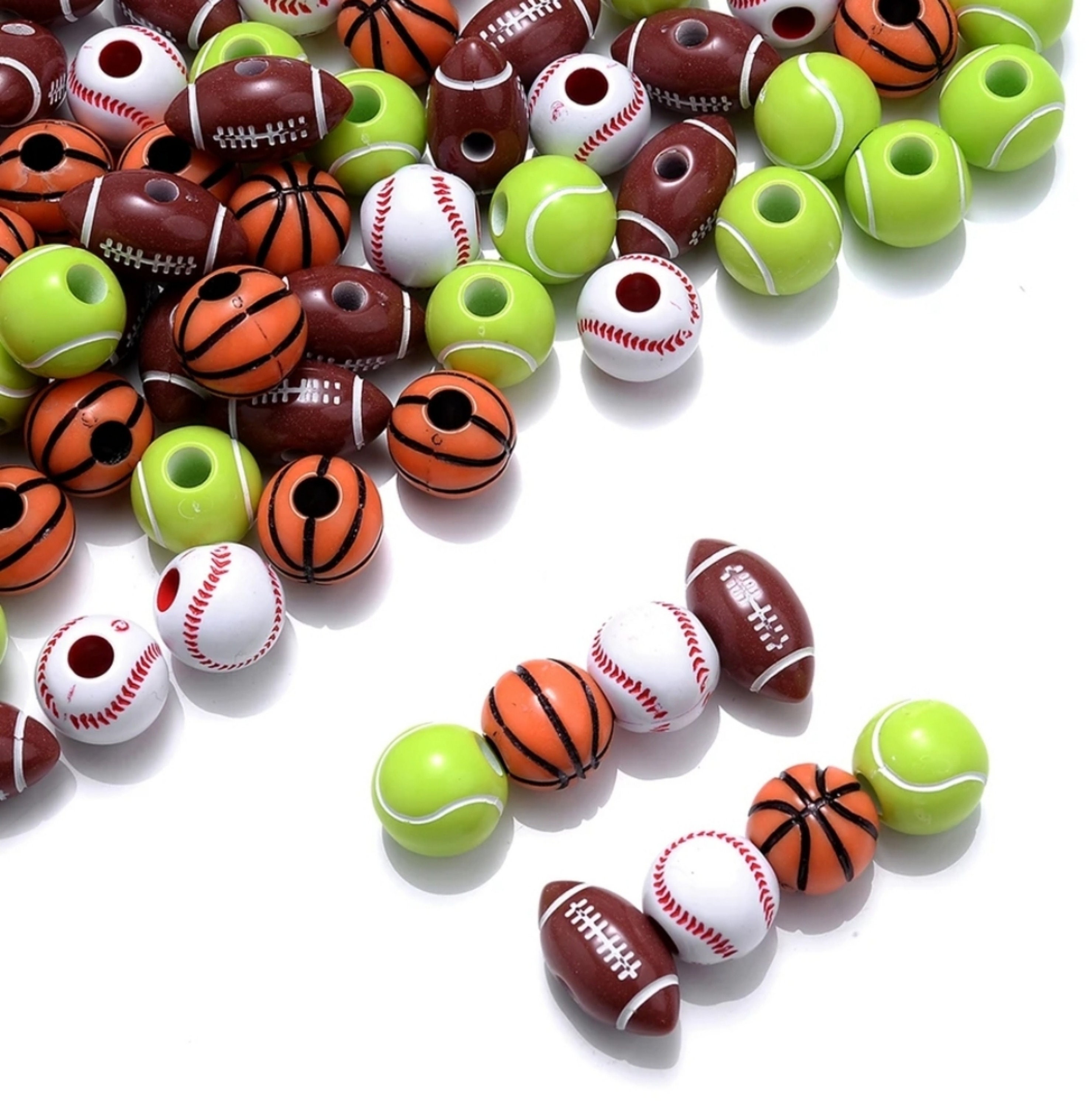 Acrylic Sports Beads Football Softball Baseball Basketball Baseball ...