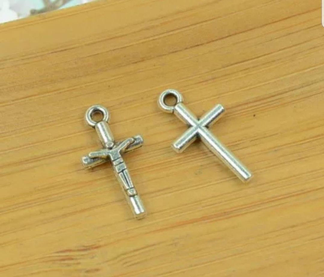 12 Crucifix Charms Mini Christian Faith Charms Very Small Cross Charm ...