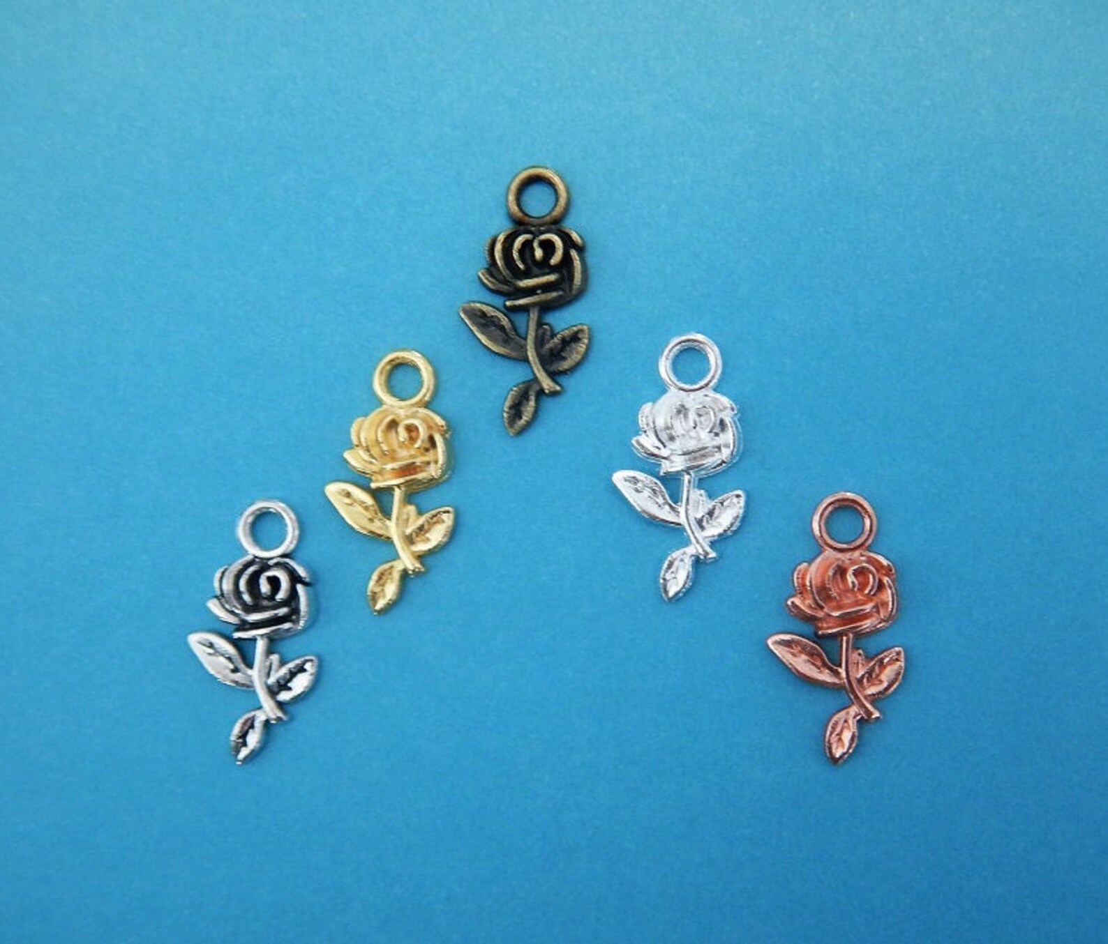 10 Lovely Rose Charms 6 Colors Flower Floral Jewelry Supplies - Etsy