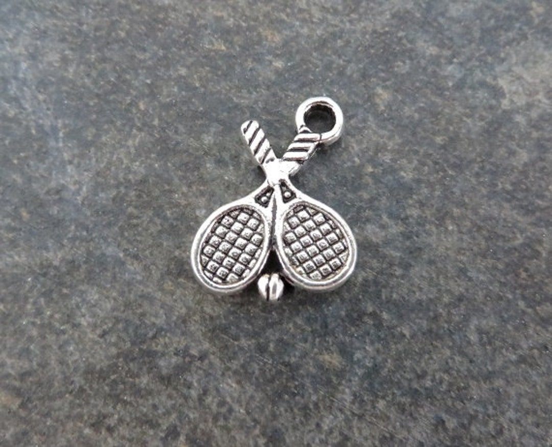 10 Double Tennis Racquet Charms Sports Racquets Rackets Charm Jewelry ...