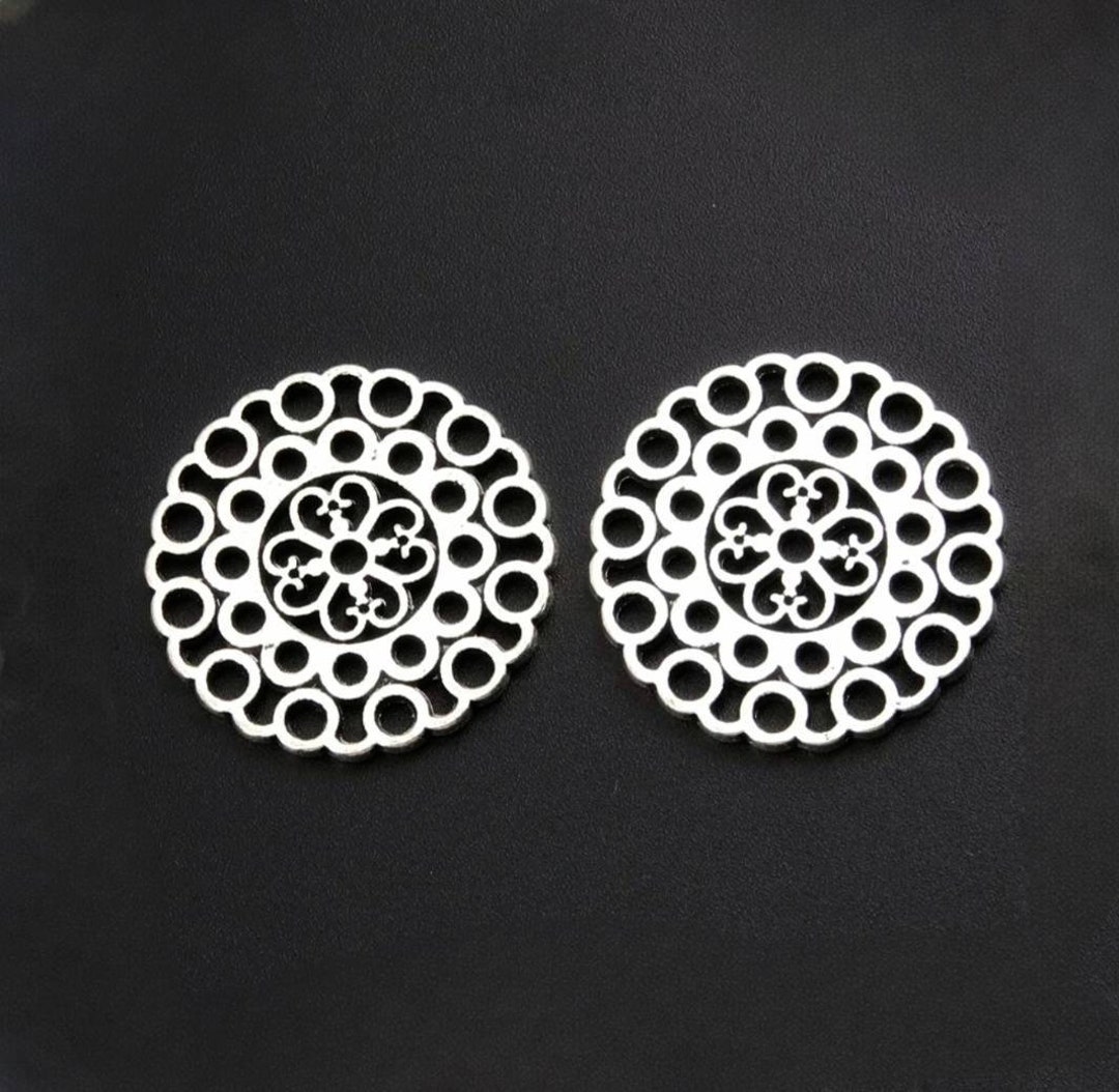 Beautiful Round Flower Connectors Filigree Flower Charms Round ...