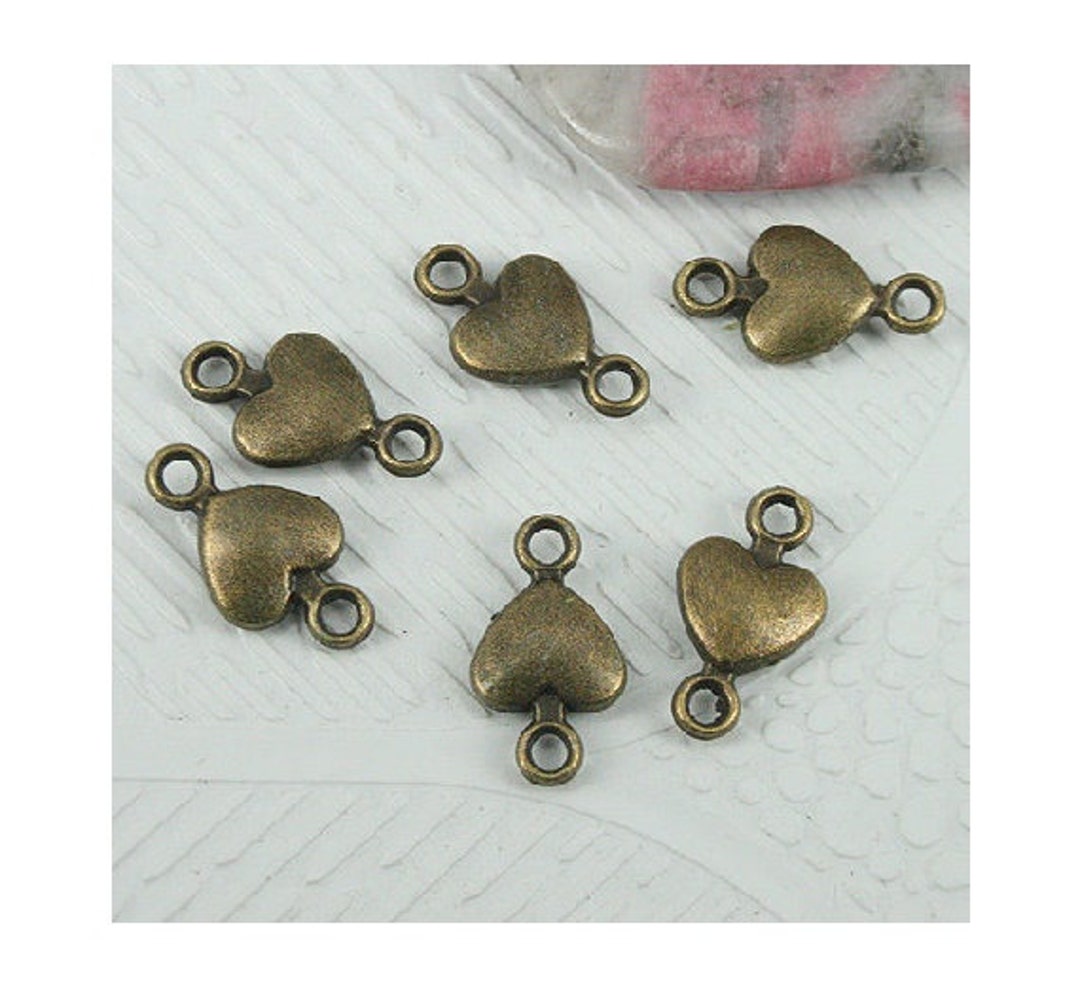 18 Mini Heart Connectors Great for Earrings Bronze Love Hearts ...