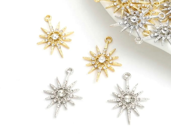 Sparkly Star Charms Radiant Stars With Crystal Rhinestone Accents ...