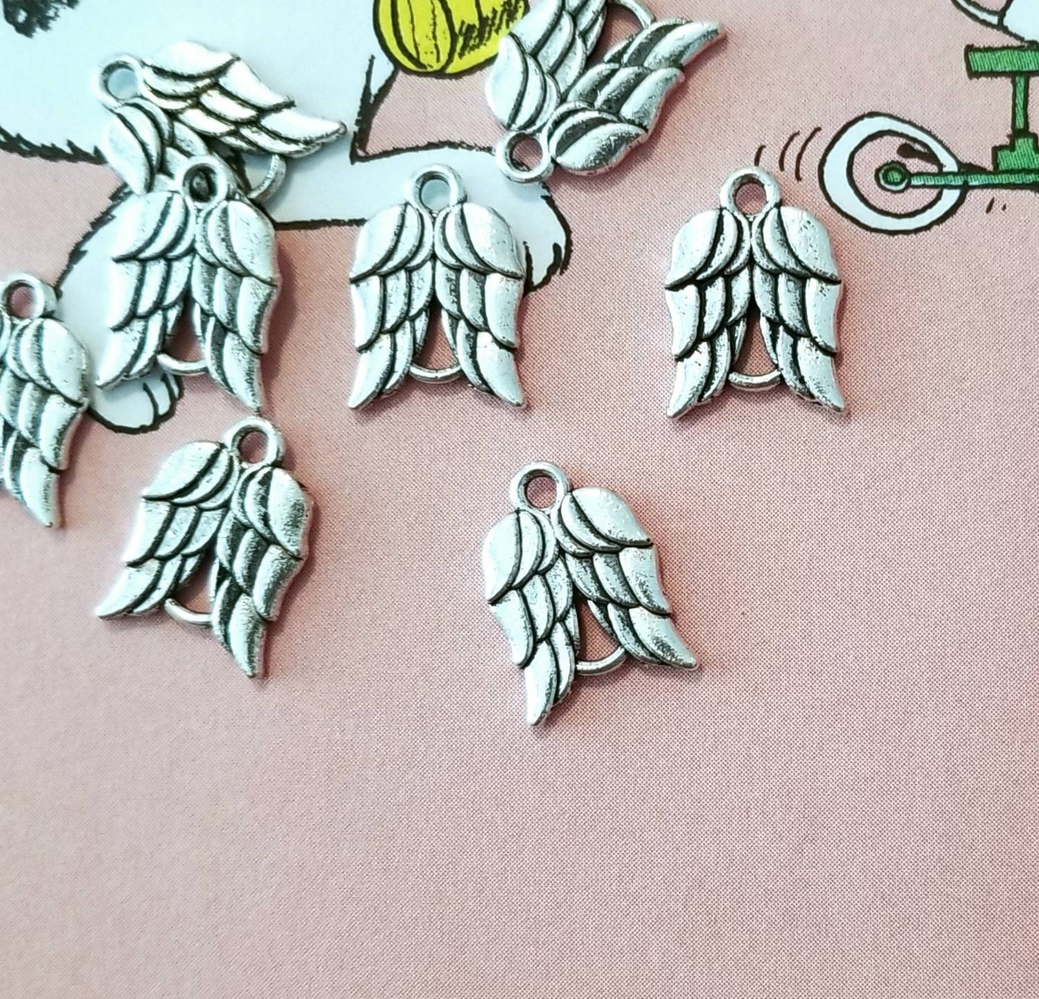 6 Mini Angel Wing Connectors Little Distressed Vintage Look | Etsy