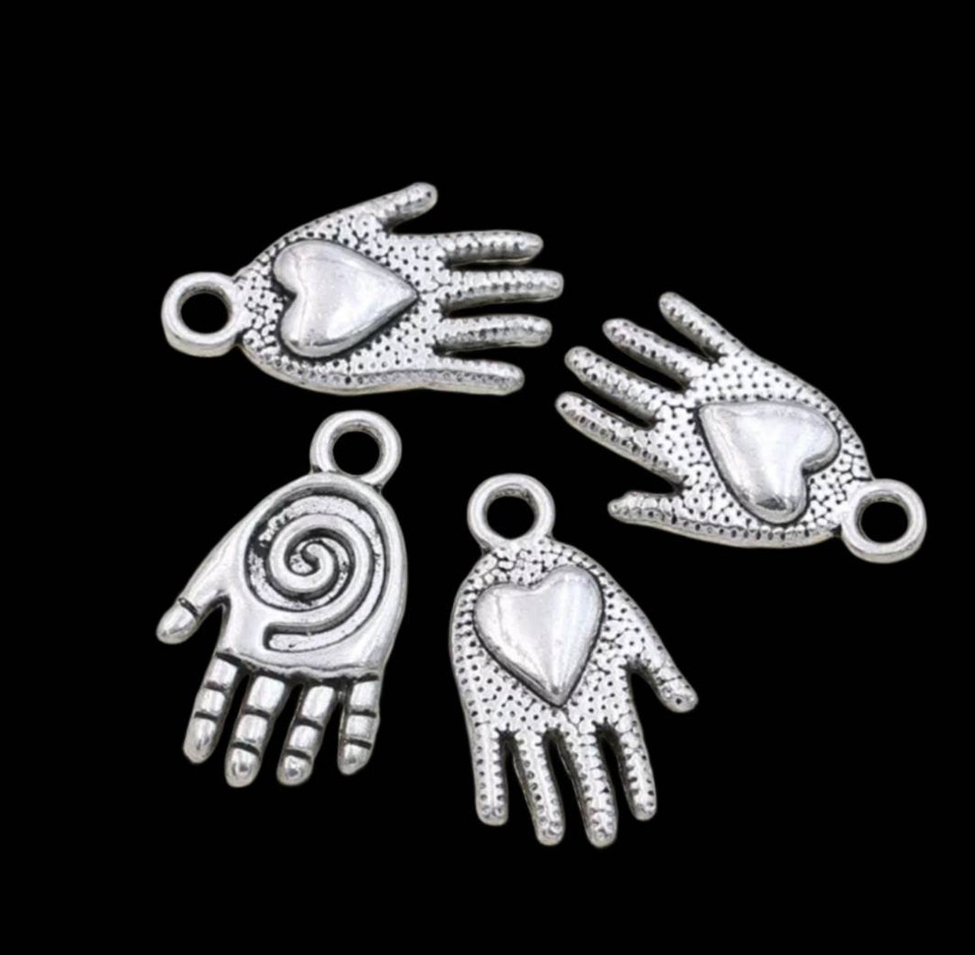Healing Hand Charms With Spiral and Heart Healer Nurse Reiki Jewelry ...
