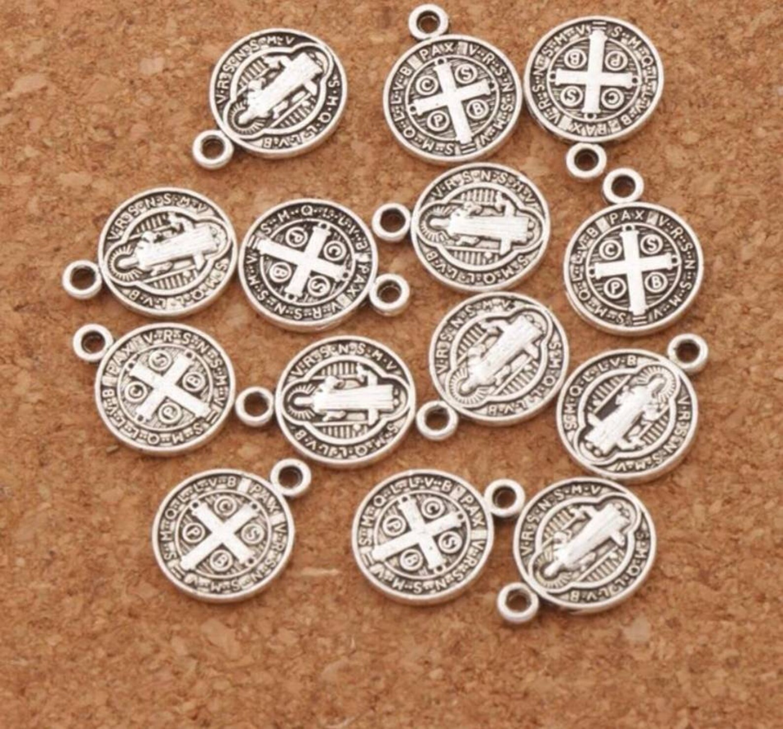 10 Tiny St Benedict Charms Silver Bronze Gold Saint Benedict | Etsy