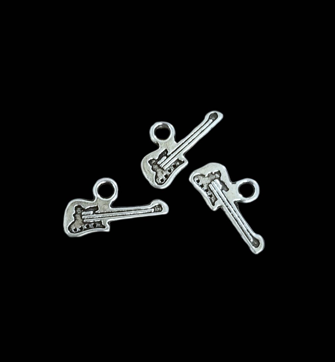 10 Little Guitar Charms Small Electronic Guitar Charms Music Charms ...