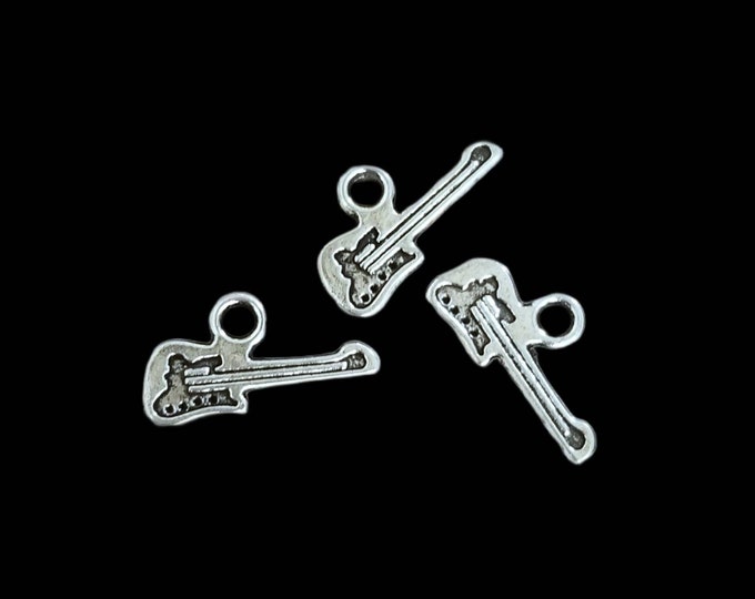 10 Little Guitar Charms Small Electronic Guitar Charms Music Charms ...