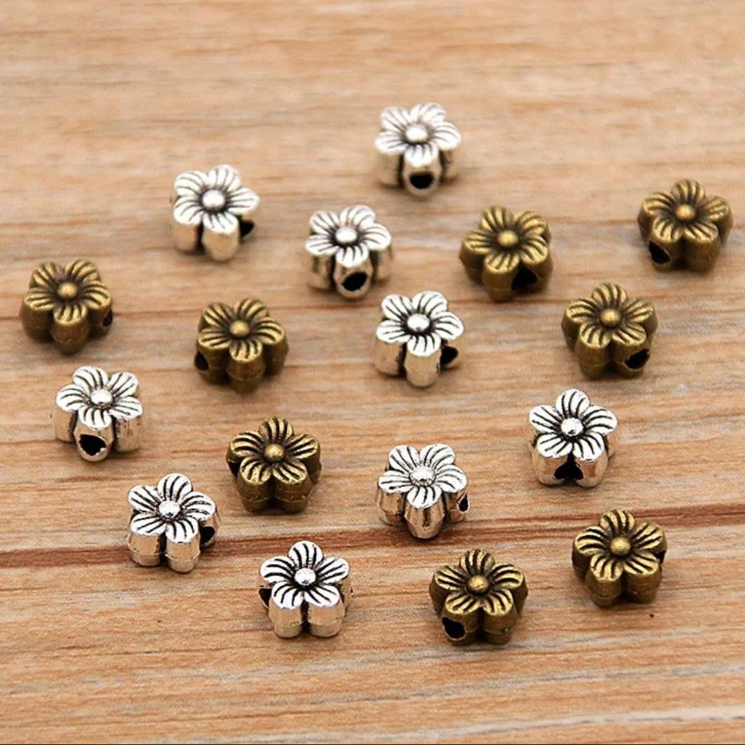 Sweet Little Flower Spacer Beads Mini Silver and Bronze Flower Beads ...
