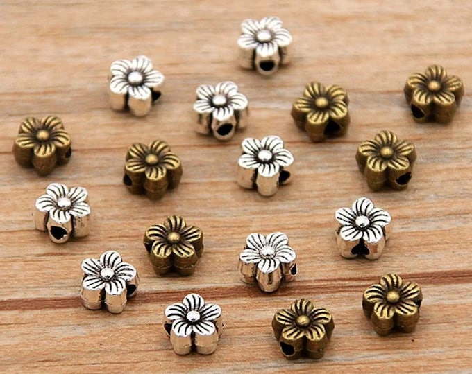 Sweet Little Flower Spacer Beads Mini Silver and Bronze Flower - Etsy