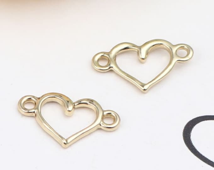 Gold Triple Heart Connectors Lovely Heart Charms Light Gold Valentine's ...
