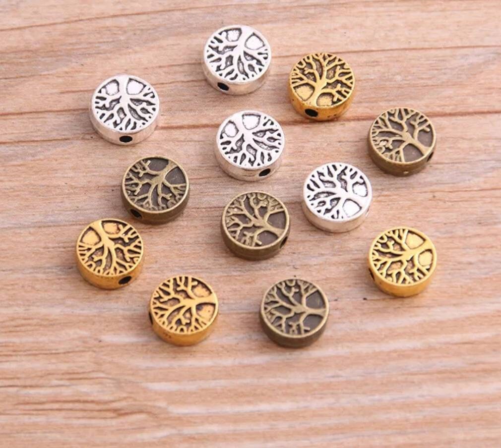 Tree Spacer Beads Dark Antique Gold Bronze or Silver Tree - Etsy