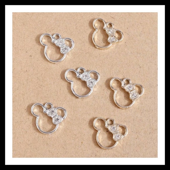 Minnie Mouse Charms Silver or Soft Gold Mouse Charms With - Etsy