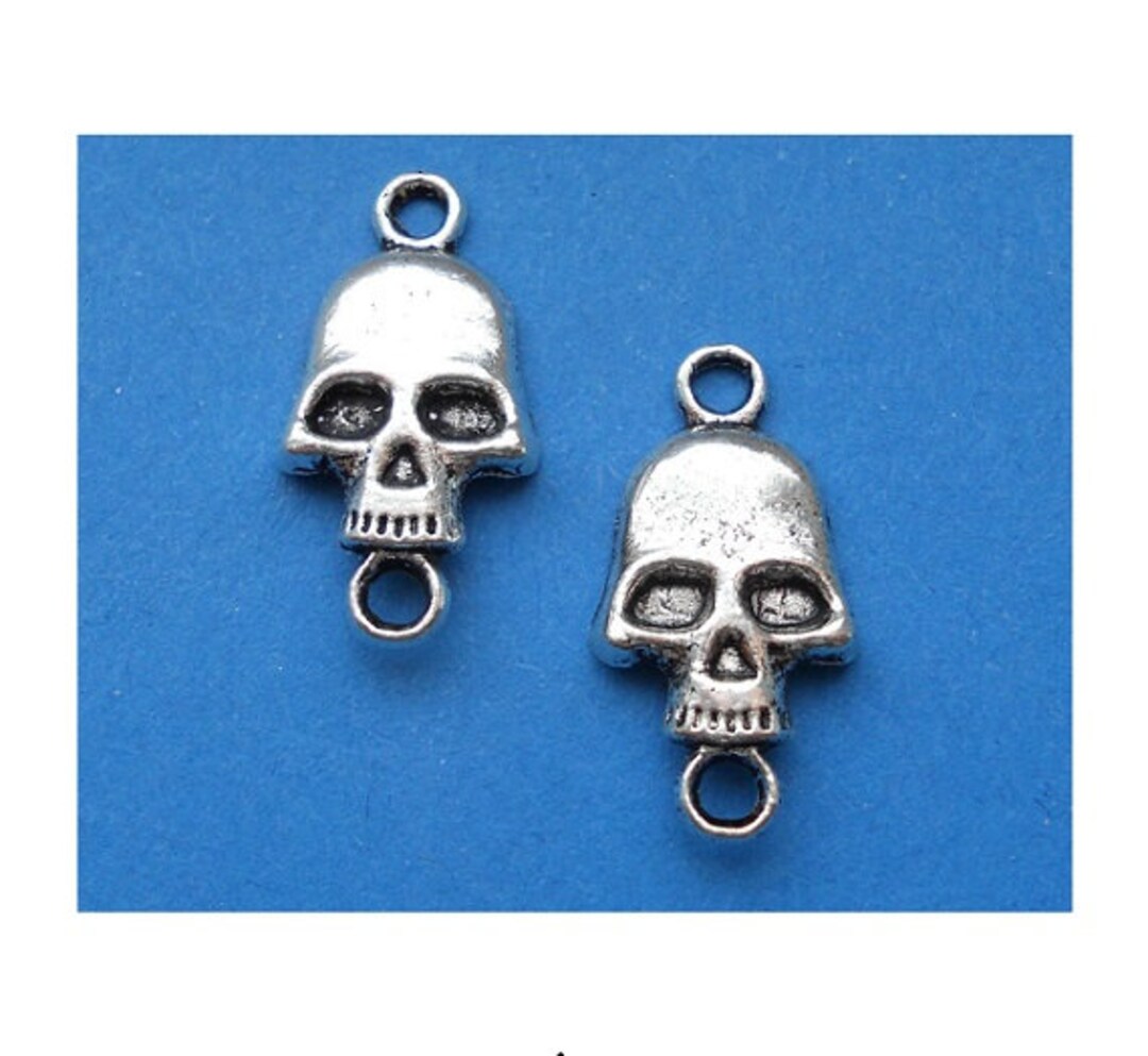 Half Skull Connectors Skeleton Charms Atq Silver Tone Halloween Charms ...