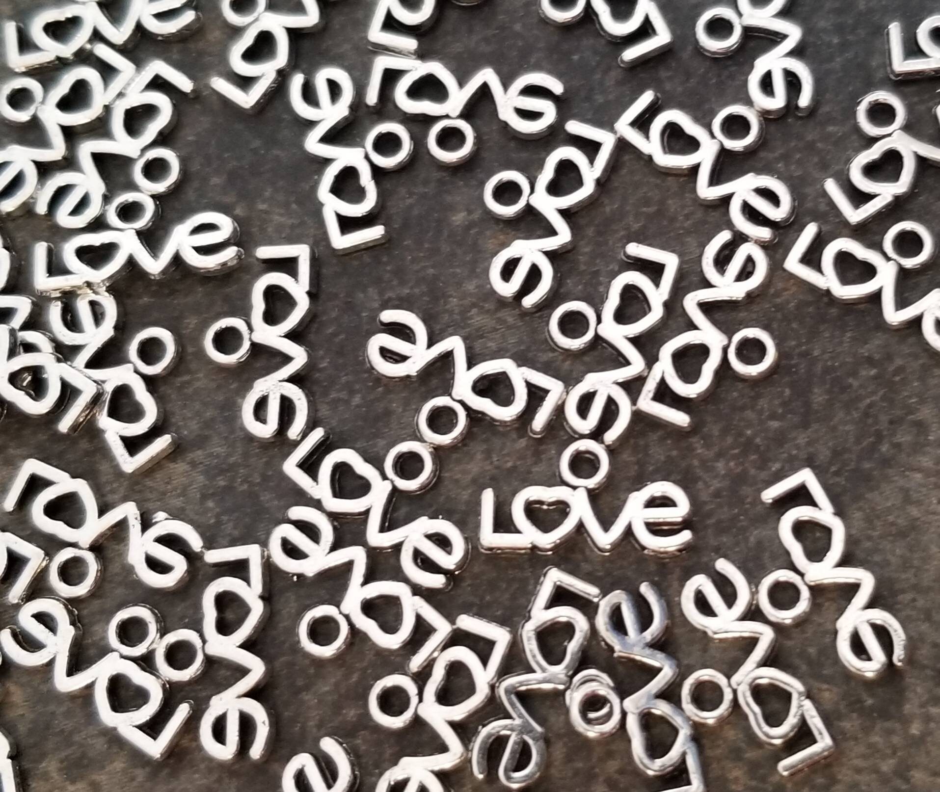 Tiny Love Charms Mini Silver Bronze Love Tags Embellishments - Etsy