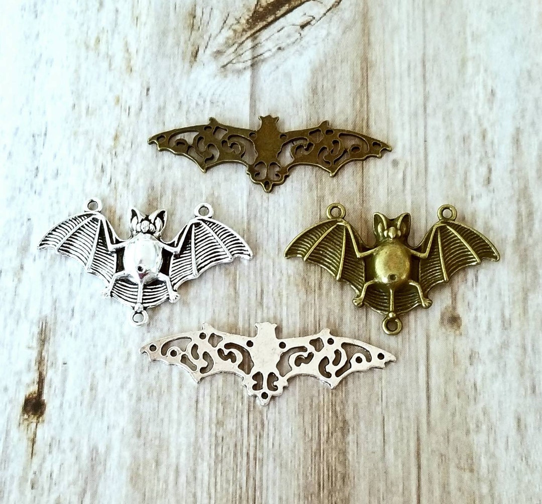 Bat Connectors Assortment Bronze and Silver Bats Charms Pendants ...