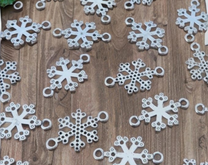 SNOWFLAKE Connectors Snowflake Charms Little Winter Findings Snow ...
