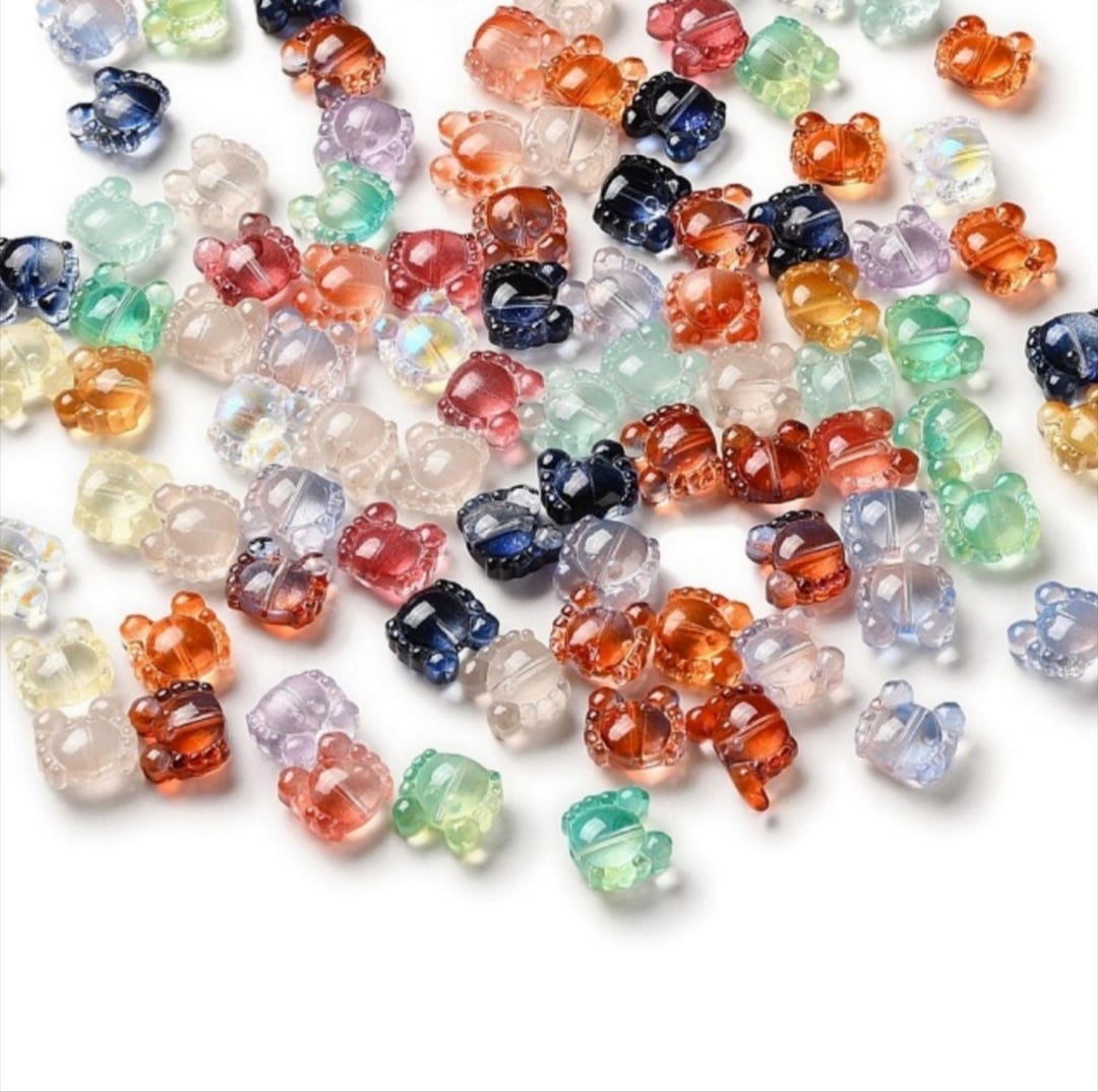 Glass Crab Spacer Beads Colorful Pressed Glass Crab Beads Beach Jewelry ...