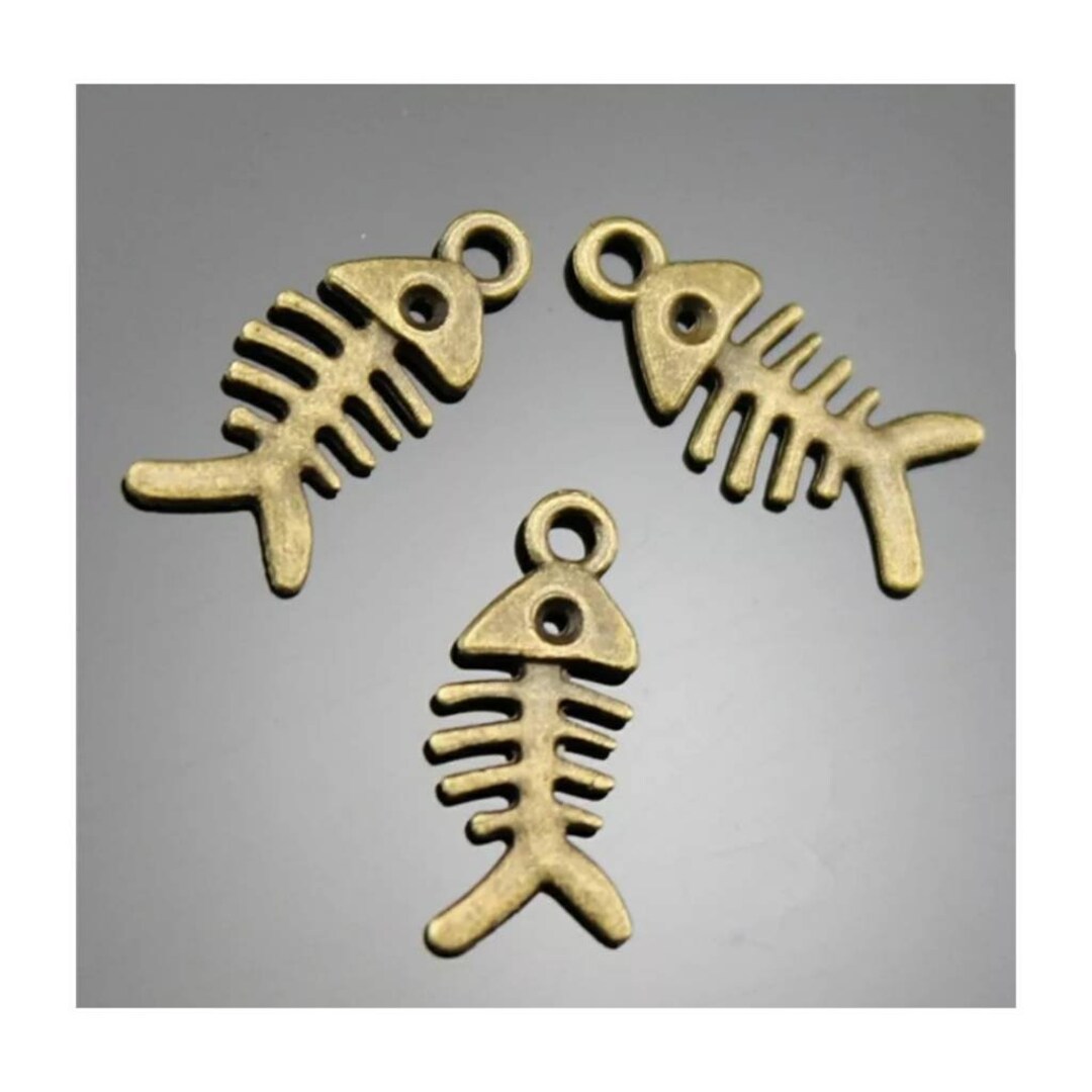 Tiny Bronze Fish Bone Charms Boho Beach Bracelet Earrings Jewelry ...