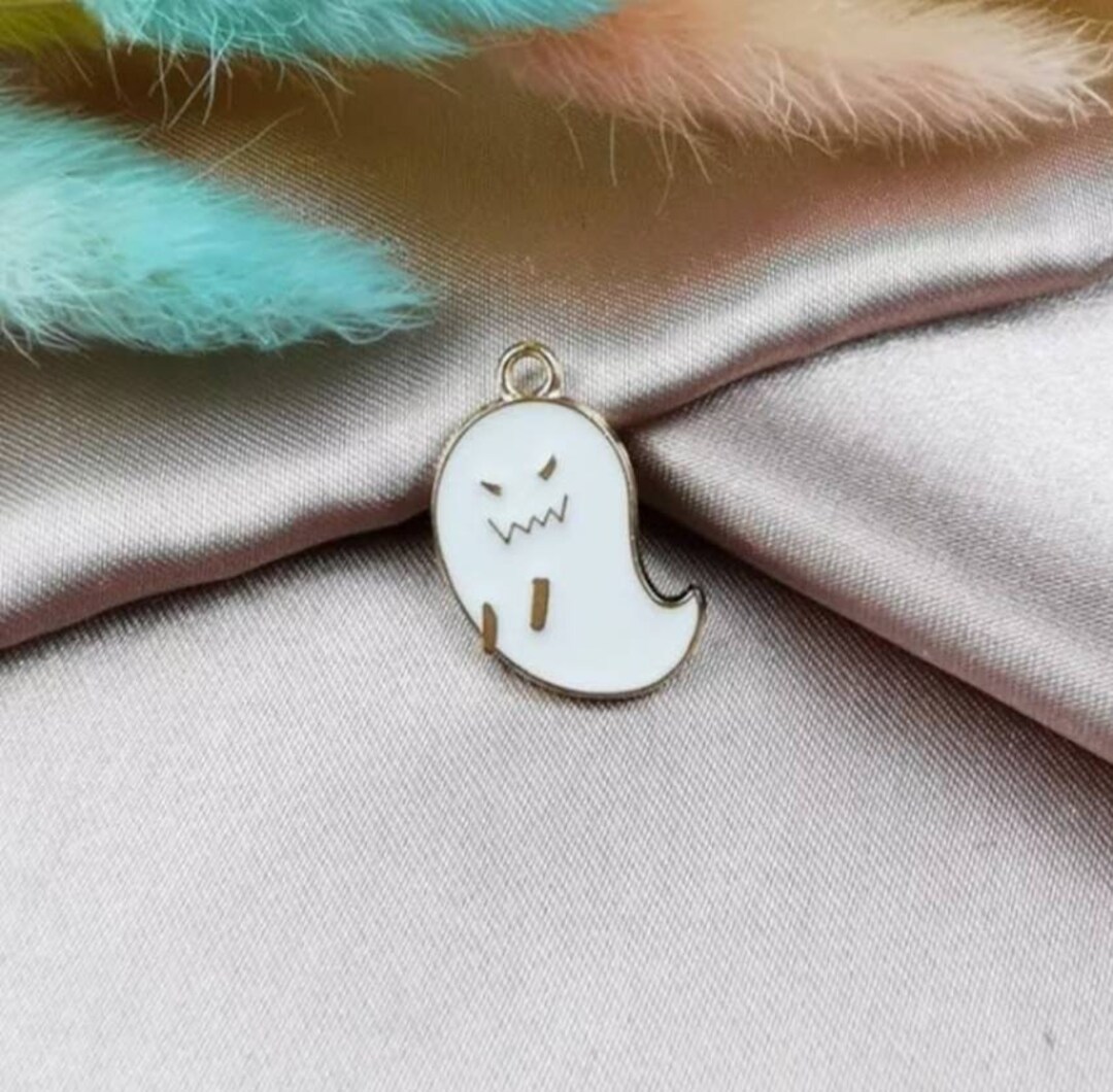 Boo! Spooky Enamel Ghost Charms With Evil Grin Enamel Halloween Charms ...