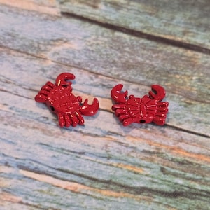 Red Enameled Crab Beads Red Enamel Lobster Beads Seagood Beads Beach ...