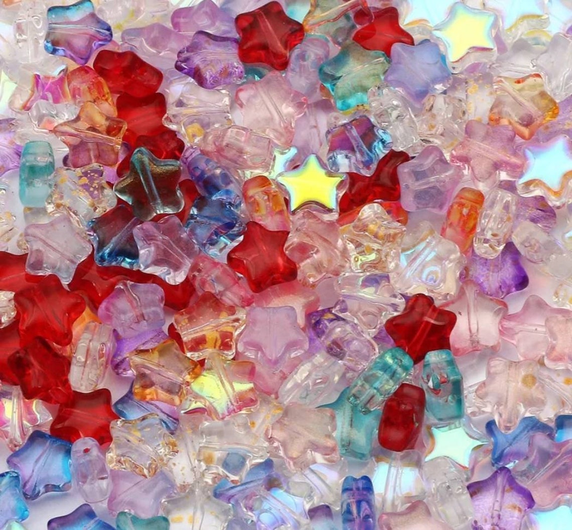 Glass Star Beads Assorted Colors Pressed Glass Star Spacer Beads ...