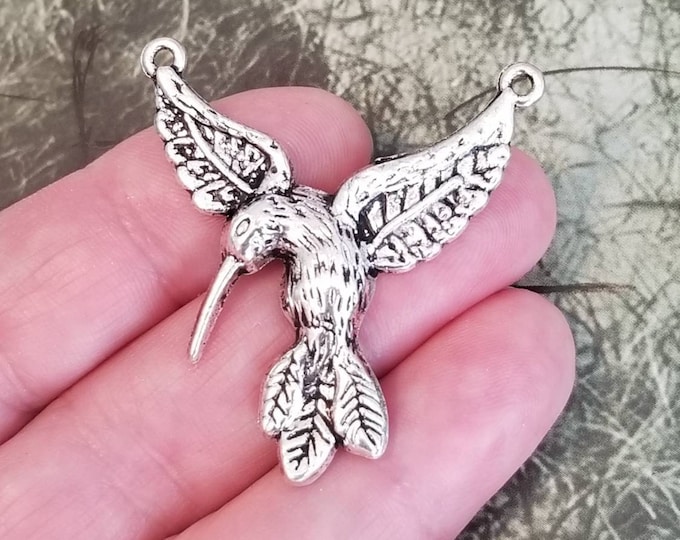 Large Hummingbird Connectors Pendants Beautiful Light Silver | Etsy