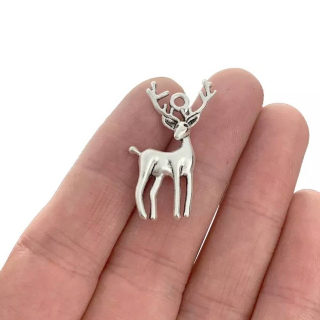 Amazing Deer Charms 3D Effect Silver Reindeer Charms Christmas Charms ...