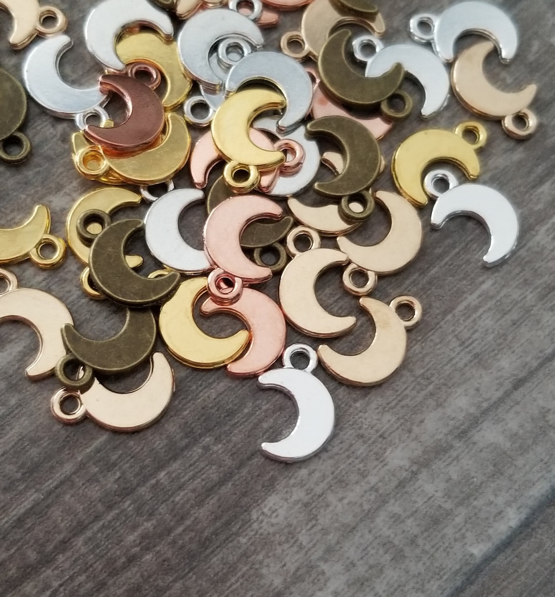 12 Tiny Crescent Moon Charms Colorful Mini Moon Charms Celestial Charms ...