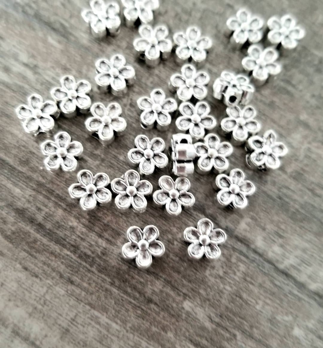 Little Silver Flower Spacer Beads Silver Flower Beads With Just a Bit ...