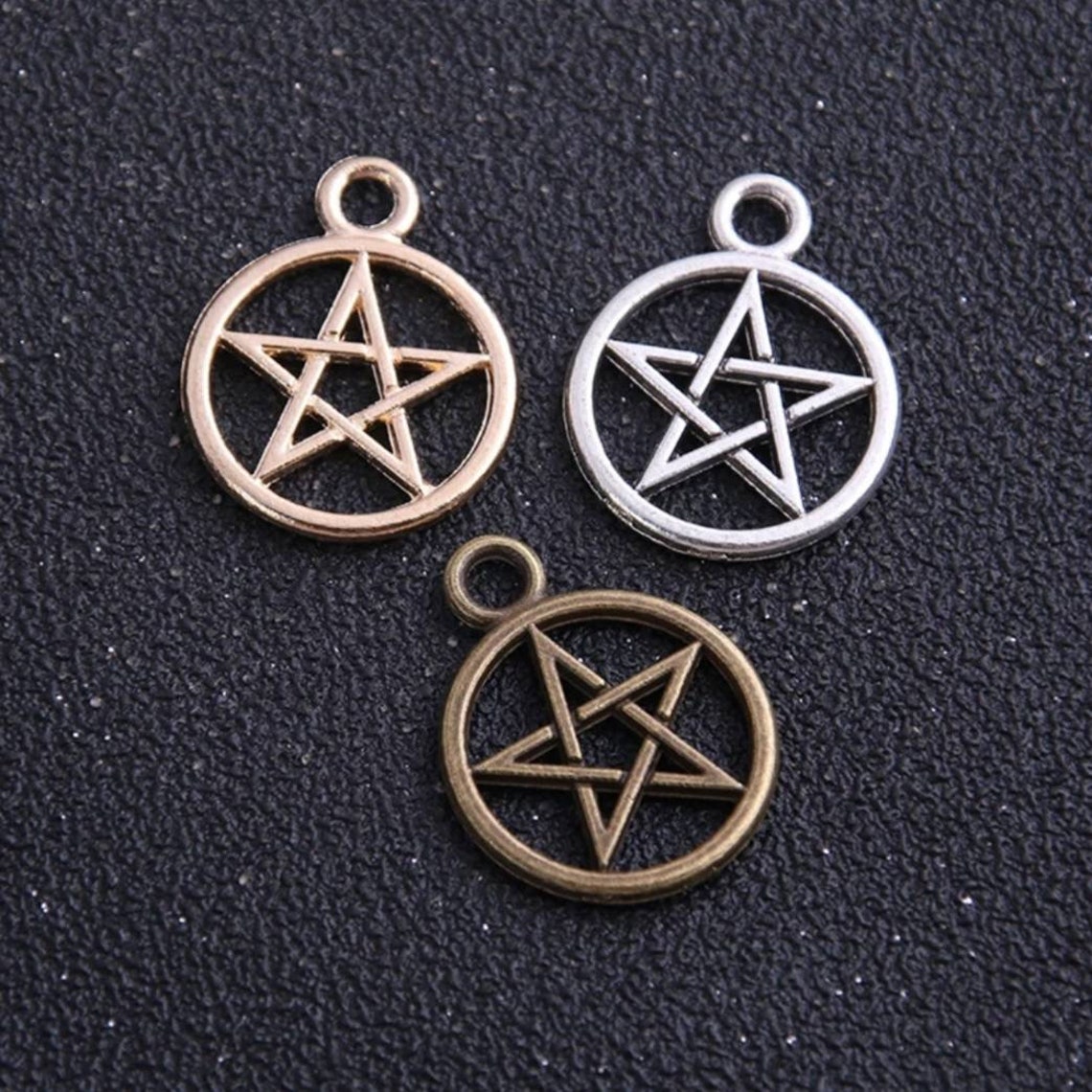 6 Beautiful Pentacle Charms Pentagram Pendants Silver Bronze - Etsy