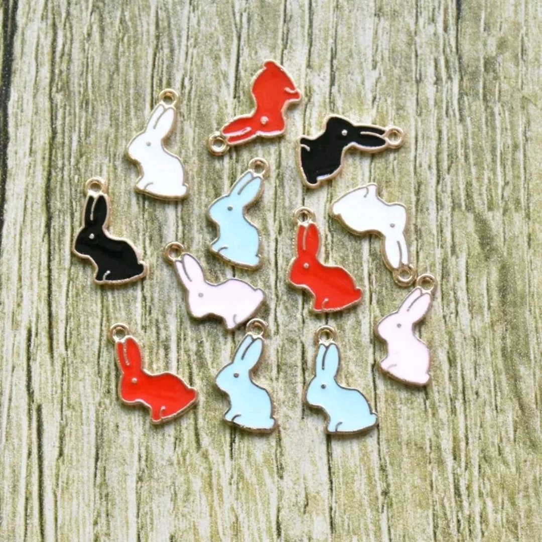Enamel Bunny Rabbit Charms Mini Colorful Easter Bunnies Enamel Rabbit ...