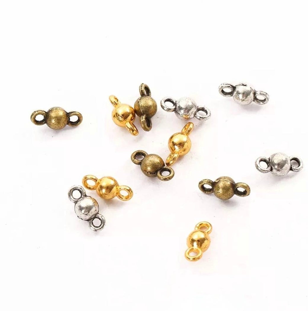20 Ball Connectors Little 2 Loop Ball Beads *gold Silver or Bronze Ball ...