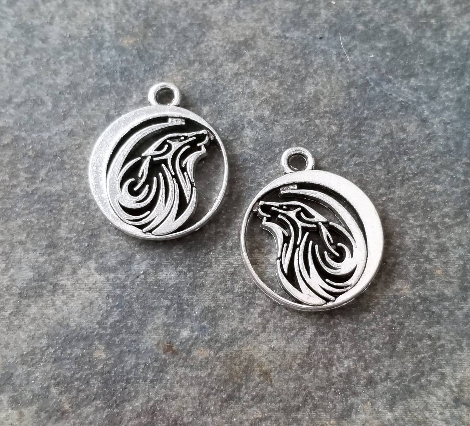 Wolf Charms Filigree Werewolf Pendants Halloween Wildlife - Etsy