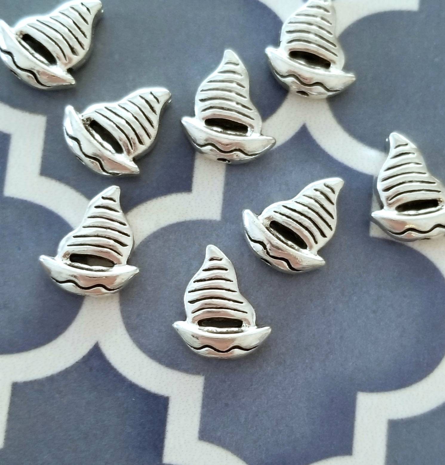 Sailboat Spacer Beads Adorable Sailboat Beads Nautical Beads Beach ...